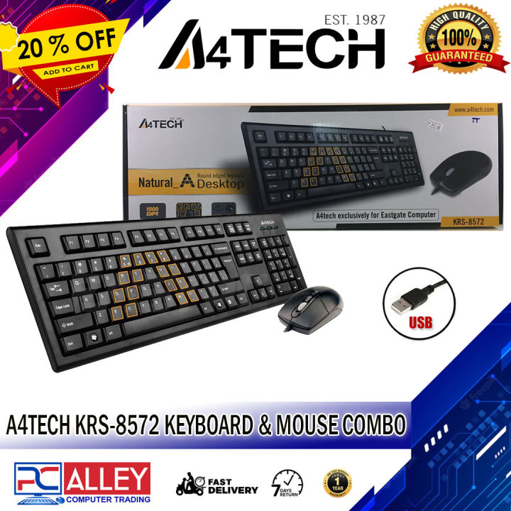 A4TECH KRS-8572 KEYBOARD AND MOUSE WIRED USB BUNDLE PC ALLEY | Lazada PH