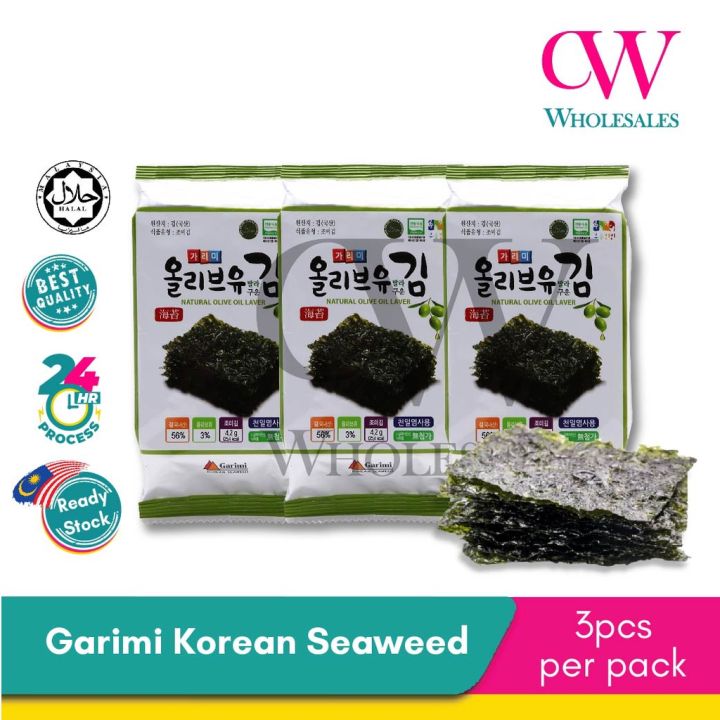 Garimi Korean Seaweed Natural Olive Oil Laver 4.2g x 3's 2g x12's Korea ...