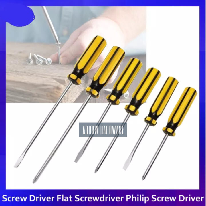 Screwdriver Set Steel Flat Screw driver Philip Screw Tools 6pcs | Lazada PH