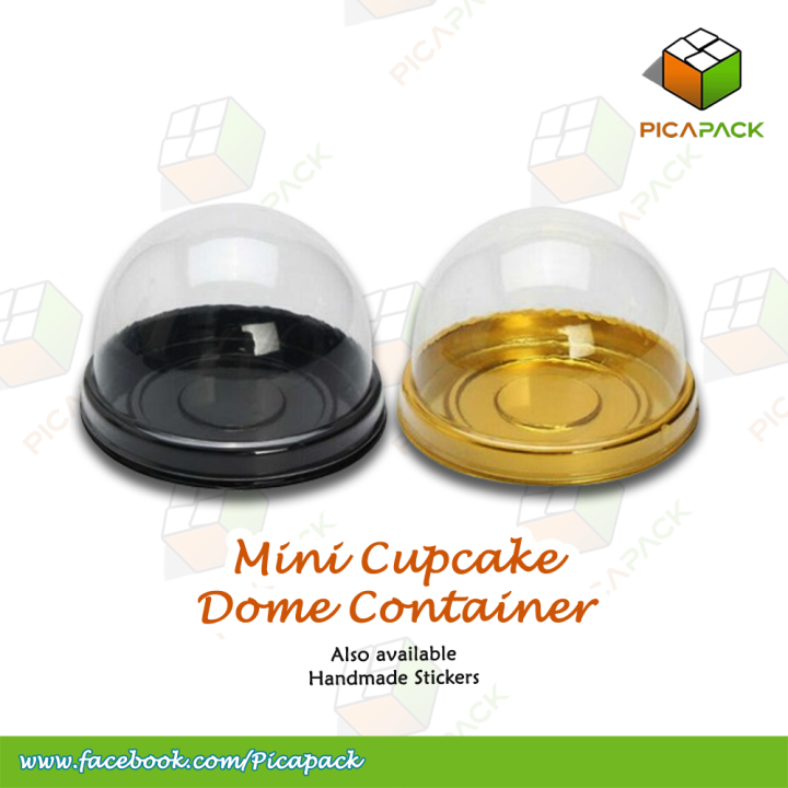 50pcs Mini Dome Donut Container for Single Mini Cupcake Gold or Black ...