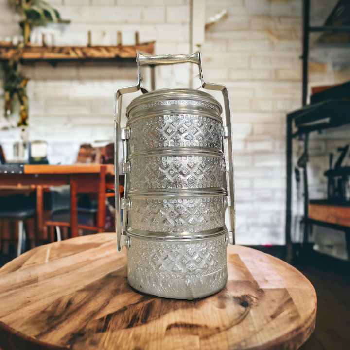 Vintage Style Thai Traditional Aluminum 5 Tier Tiffin Food Carrier Box ...