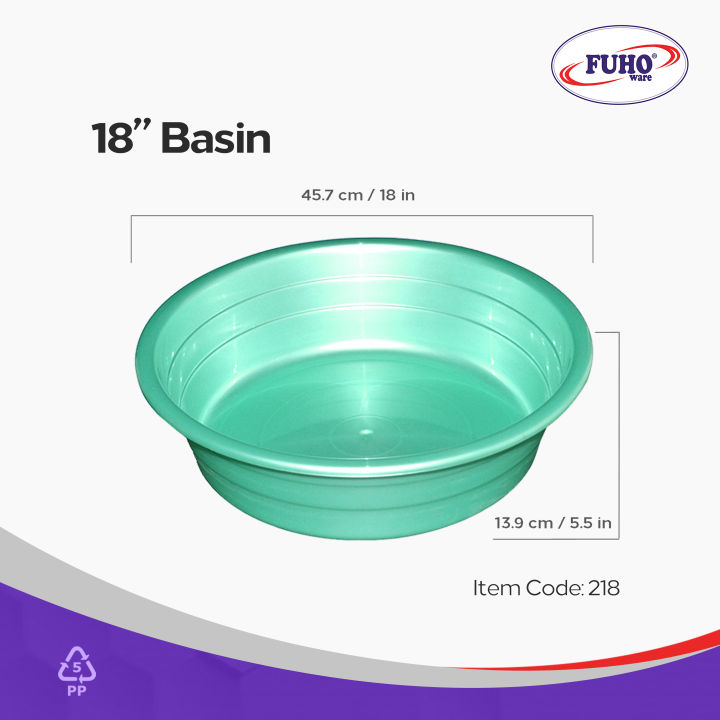 Fuho 18" inches Round Plastic Basin / Laundry Basin / Utility Basin ...