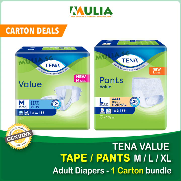 [1 carton] TENA VALUE Tape / Pants M, L, XL Size | Lazada Singapore