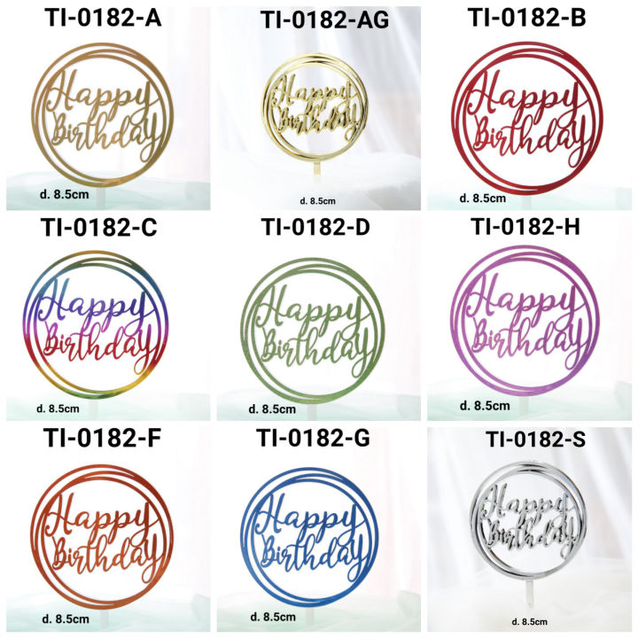 GR-TI-0182 Cake topper tulisan plastik kue happy birthday bulat besar ...