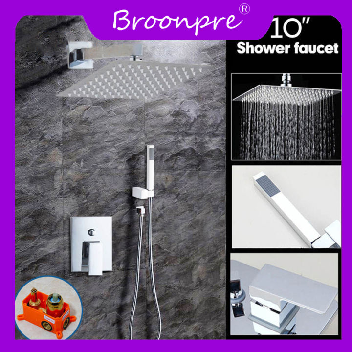 Broonpre Black Rainfall Shower Mixer Wall Mounted Shower Faucets ...