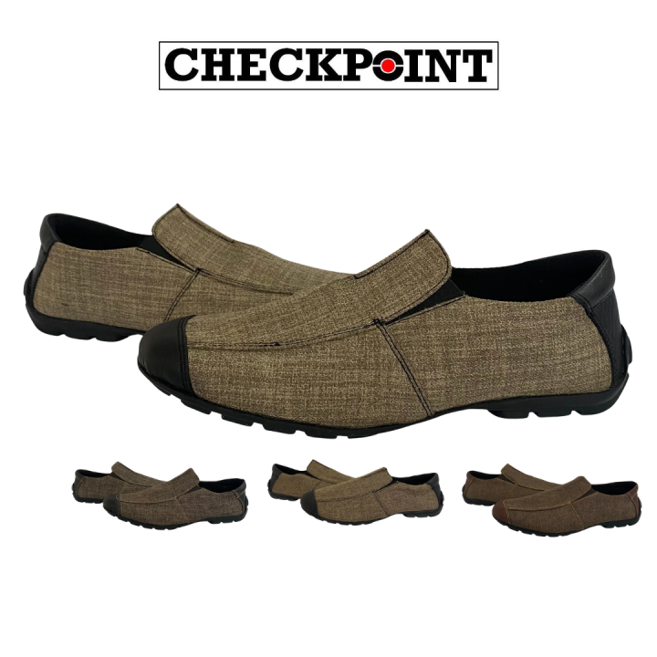 Checkpoint MARIKINA MADE men's LEATHER COMBINATION FABRIC CASUAL SLIP ...