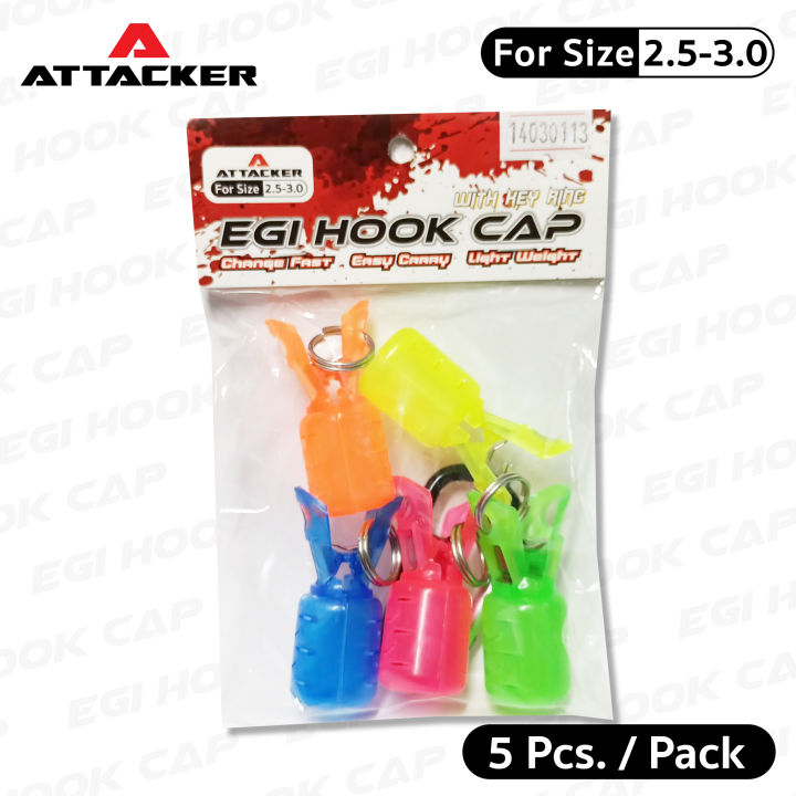 ฝาครอบชบาโย แบบพวง 5 ชิ้น ATTACKER Egi Hook Cap ครอบชบาโยตกหมืกคละสี ...