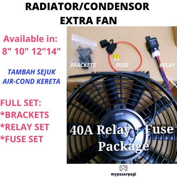 POKKA Radiator Condensor Extra Fan Car 14/12/10/8inch 12V 80W kipas ...