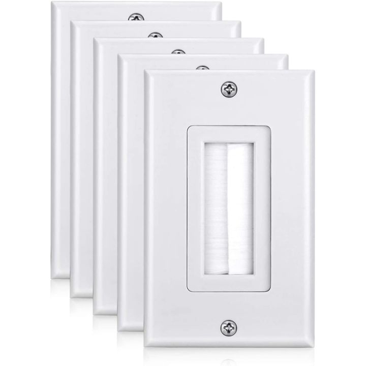 (WXET) 5 Pack Brush Wall Plate 1-Gang Wall Plate, Brush Style Opening ...