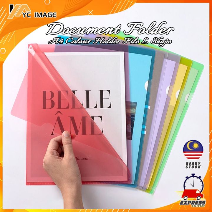 A4 Size L-Shaped Folder A4 Colour Folder L Transparent Color File Cover Waterproof Desk Folder ...