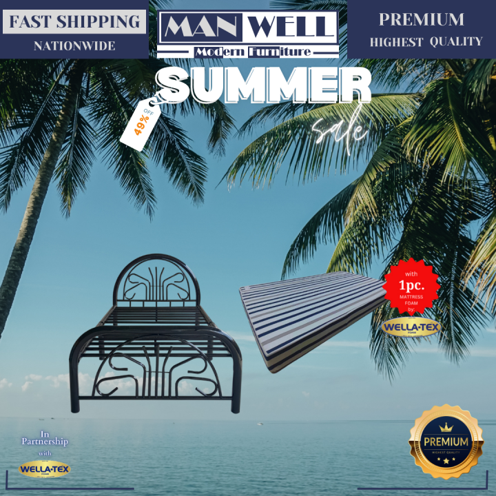 MANWELL - CAROLINE METAL BED FRAME Powder Coated SPLIT TYPE w/ foam ...
