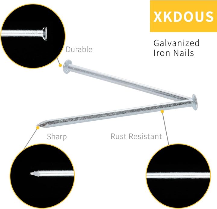 XKDOUS 722pcs 6 Saiz Kit Pelbagai Paku Perkakasan, Paku Bergalvani ...