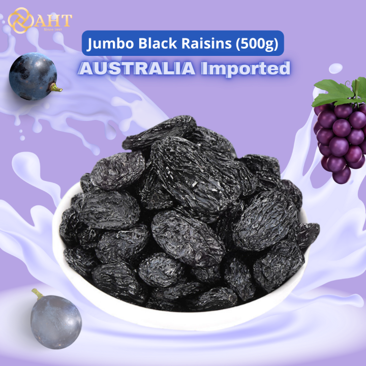 AHT Premium Jumbo Black Raisins (500g) Ready To Eat Dried Fruit Healthy ...