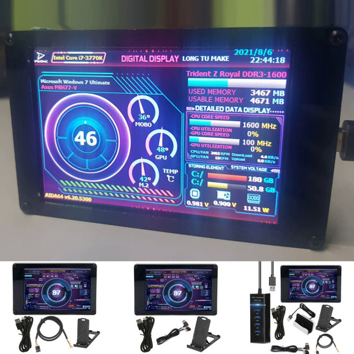 USB2LCD 3.5 Inch IPS LCD Monitor Light Display AIDA64 RGB Breathing USB ...