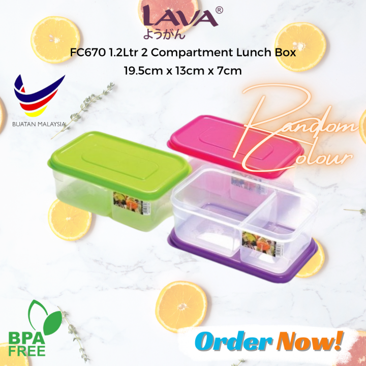 FC670 1.2Ltr 2 Compartment Lunch Box - Lava | Lazada