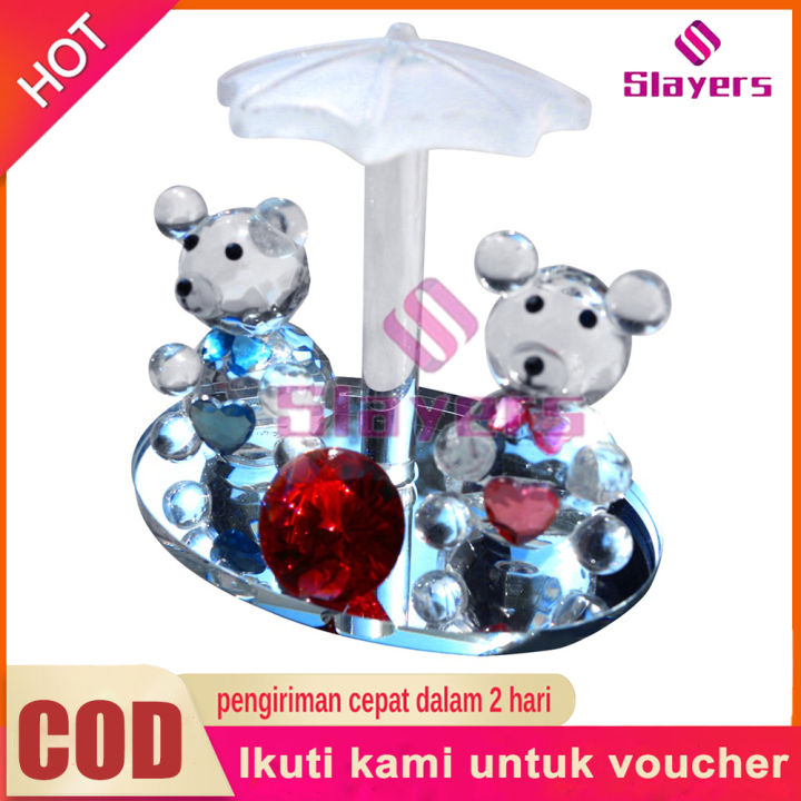 Parfum mobil display stand hadiah kreatif kristal ganda beruang payung ...