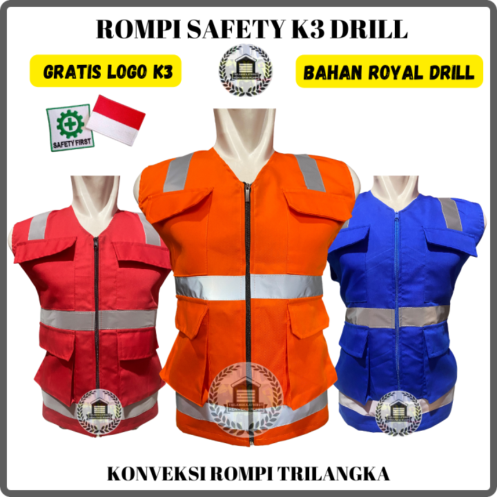 Free Logo K3 - Rompi Safety Vest K3 Kerja Lapangan Drill | Rompi ...