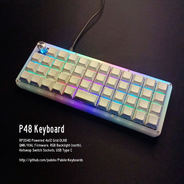 Pabile 48-Key P48 Ortho Linear Mechanical Keyboard Programmable QMK ...