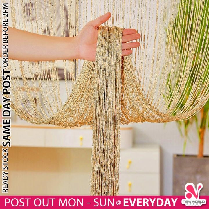 𝗧𝗥𝗜𝗠𝗠𝗔𝗕𝗟𝗘 》200cm x 100cm Window String Curtain Line Curtains Room Door ...
