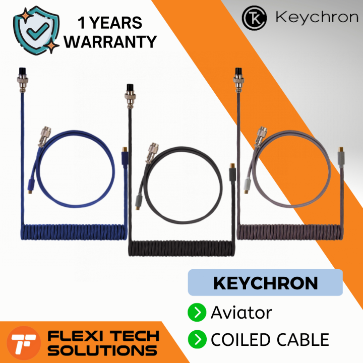 Flexi Tech KEYCHRON Coiled Aviator Cable type-C connector For KeyBoard ...