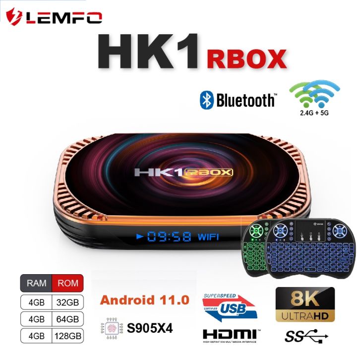 LEMFO HK1 RBOX X4 TV Box Android 11 Amlogic S905X4 8K 4GB 128GB 3D Dual ...
