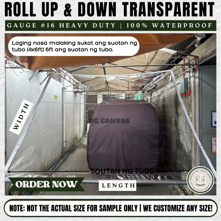 5x10ft CLEAR ROLL UP & DOWN FINISHED CUSTOMIZE Heavy-Duty Trapal 100% ...