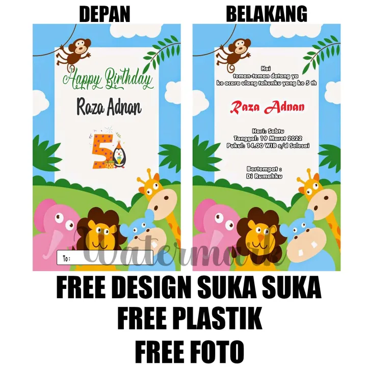 (PER 50 PCS UNDANGAN ULTAH) / Undangan ulang tahun / undangan ultah ...