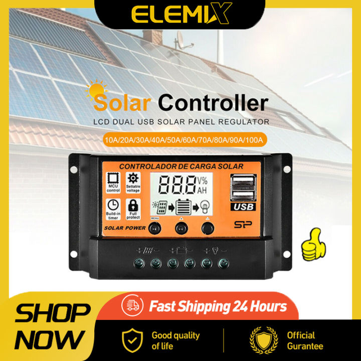 Elemix 100A/60A/50A/30A Solar Charge Controller Solar Panel Controller ...