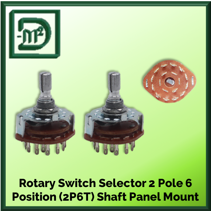 Rotary Switch Selector 2 Pole 6 Position 2P6T Shaft Panel Mount (2pcs ...
