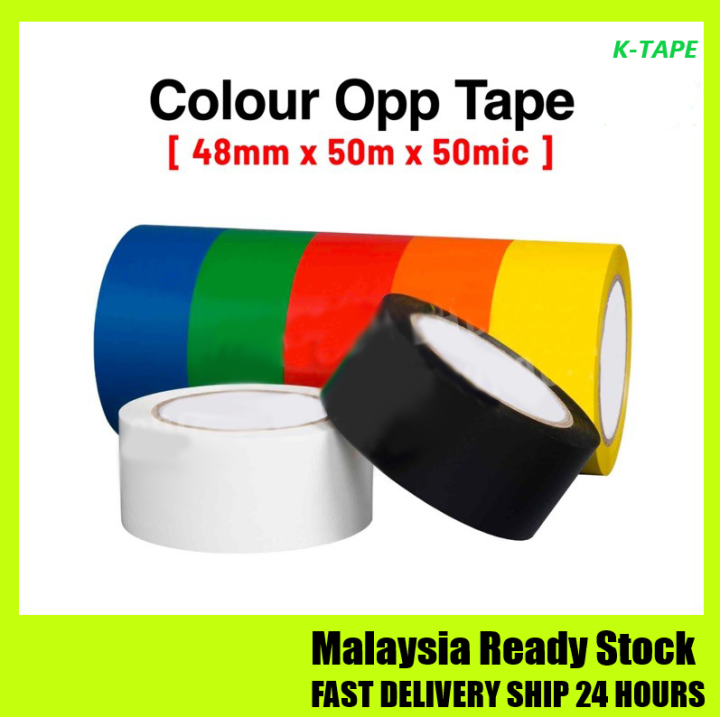 KAYTAPE QUALITY Colour OPP tape (48MM x 50M) RED BLUE YELLOW GREEN ...