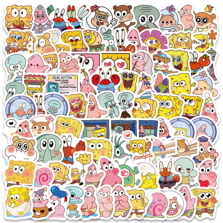 95Pcs Cartoon Cute SpongeBob SquarePants Cartoon Waterproof Sticker ...