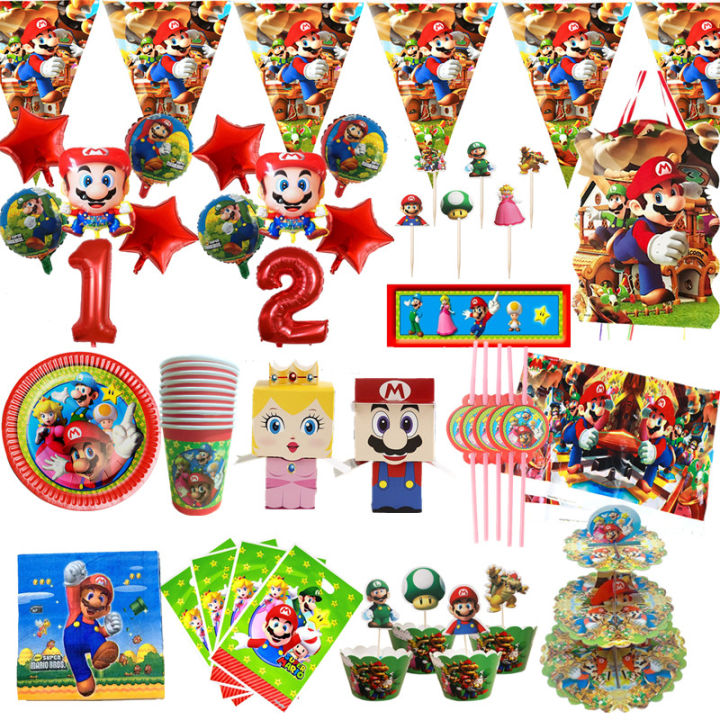 New Mario Balloon Banner Flag Birthday Party Decoration Family and ...