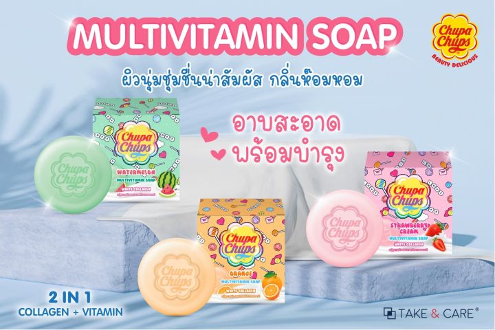 Xà phòng tắm tinh chất Collagen CHUPA CHUPS Multivitamin Soap 80gr ...