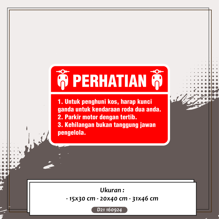 STIKER VINYL PARKIR MOTOR KOS KOST | Lazada Indonesia