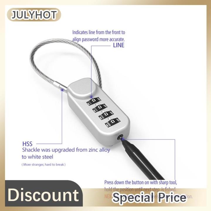 JULYHOT 4 Digit Combination Code Number Lock With Spring Wire Rope For ...