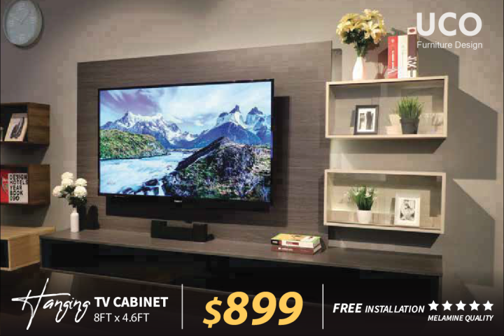 UCO 8FT HANGING TV CONSOLE (HTC005 WOOD COLOUR) | Lazada Singapore
