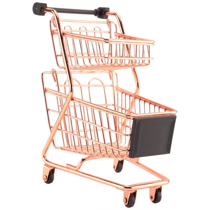 Y0Mini Double Layers Shopping Cart Model Wrought Iron Supermarket ...