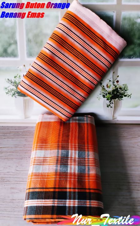 Sarung Adat Buton Orange Pakai Benang Emas Sarung Untuk Laki-Laki dan ...