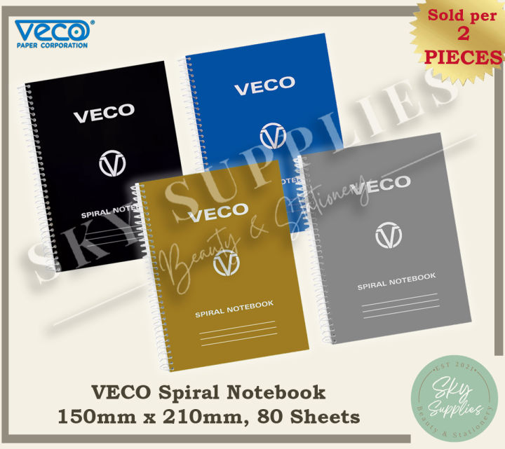 Veco Spiral Notebook 6"x8.5" 80leaves 2pads | Lazada PH