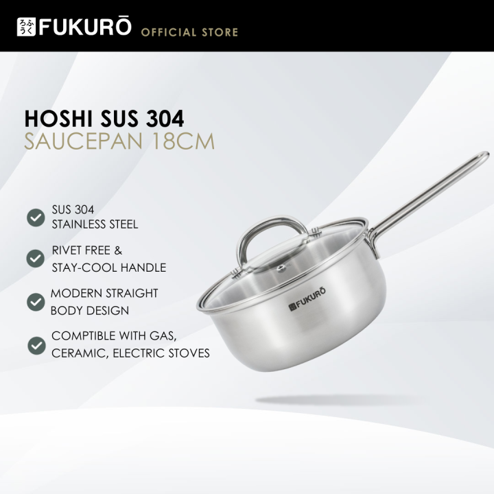 Fukuro Hoshi 304 Stainless Steel Sauce Pan With Lid (16cm/18cm) / Periuk | Lazada