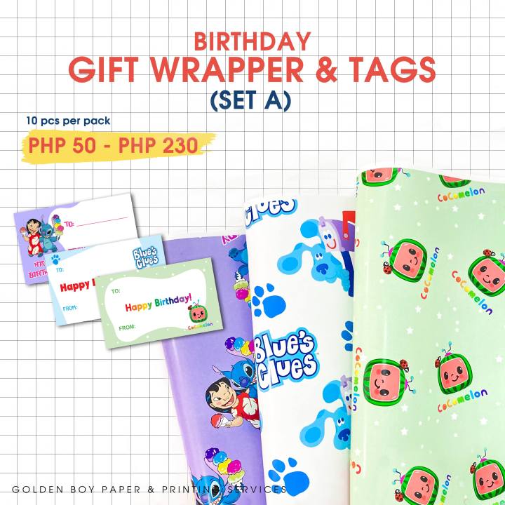 10pcs Birthday Gift Wrapper & Tags (FOR KIDS) - SET A | Lazada PH
