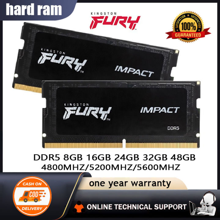 Kingston FURY IMPACT DDR5 RAM Laptop SODIMM 4800/5200/5600Mhz 1.1V Gaming RAM Notebook Memory ...