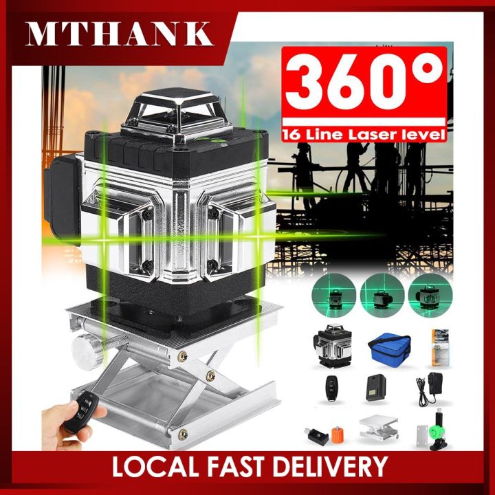 16 4D 360 Lines Rotary Horizontal Vertical Cross Laser Level Line Self-Leveling Green Laser ...