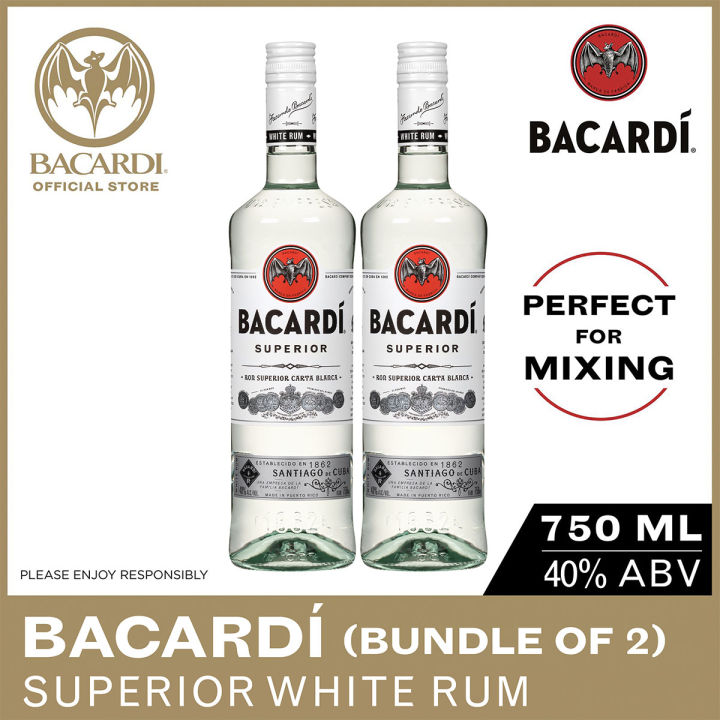 [Bundle of 2] BACARDI Superior White Rum - 750ml / 75cl, 40% ABV 2x ...
