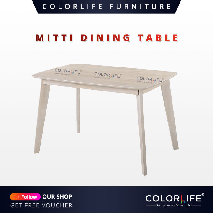 Colorlife Mitti Table Dining Table (3 Size Available) /Solid Wood ...