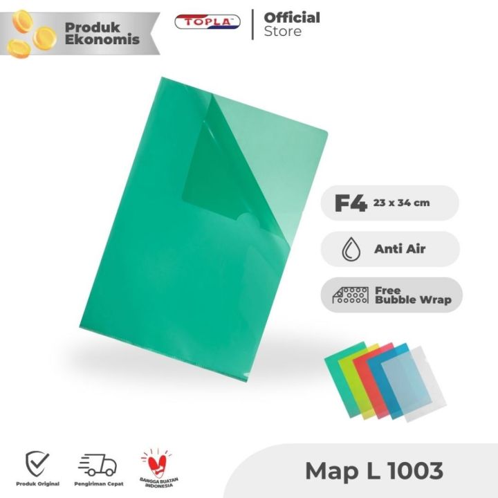 12 Pcs TOPLA Map L 1003 T -Penyimpanan Kertas Ukuran F4 yang Efisien ...