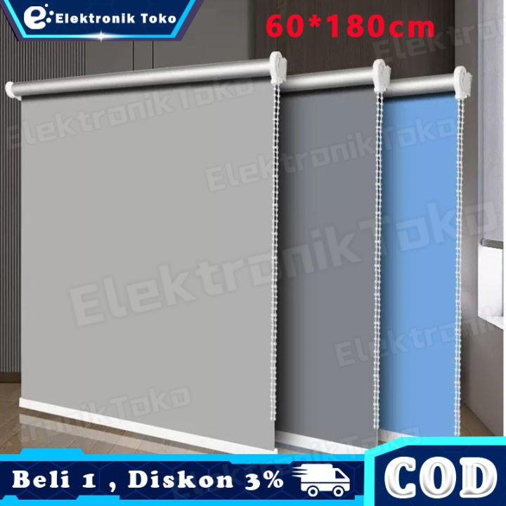 60*180cm Roller Blind Tirai Jendela Aesthetic Blackout 100% Blok Cahaya ...