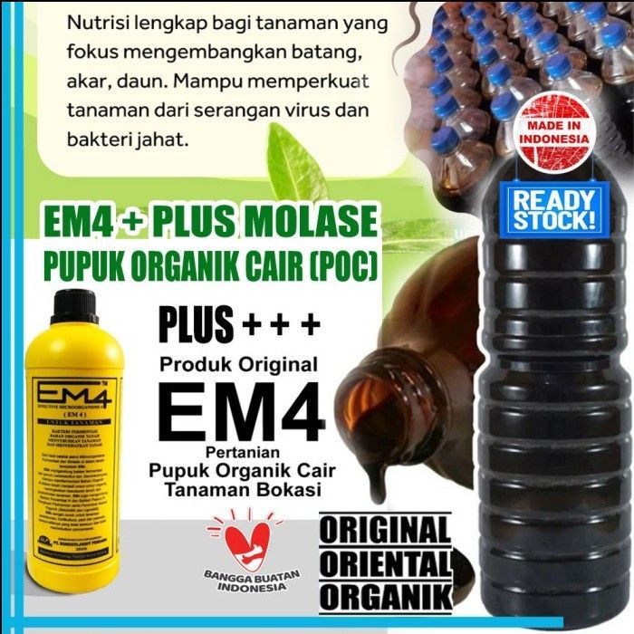 EM4 Pertanian Kuning Plus Molase 1 Liter Fermentasi Organik Hasil Bumi ...
