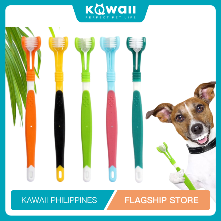 KAWAII Pet 3 Sided Toothbrush for Dogs and Cats Oral Care Cleaning Anti ...