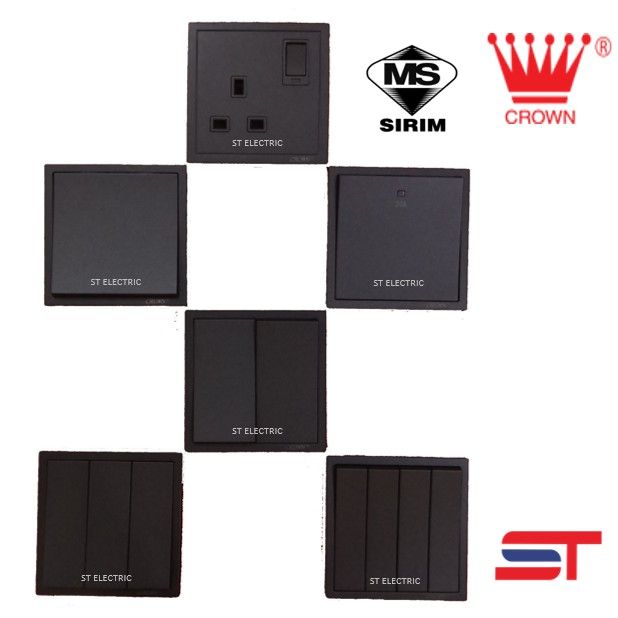 CROWN MATT BLACK SWITCHES & SOCKET OUTLET CM SERIES - SIRIM APPROVED ...